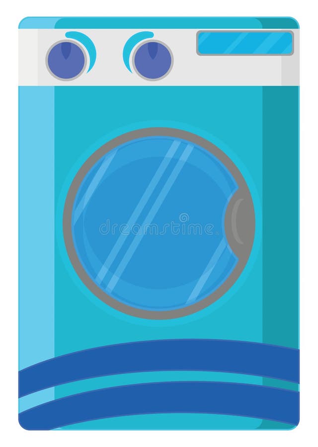 Blue Washing Machine Icon, Flat Style Stock Vector - Illustration of ...
