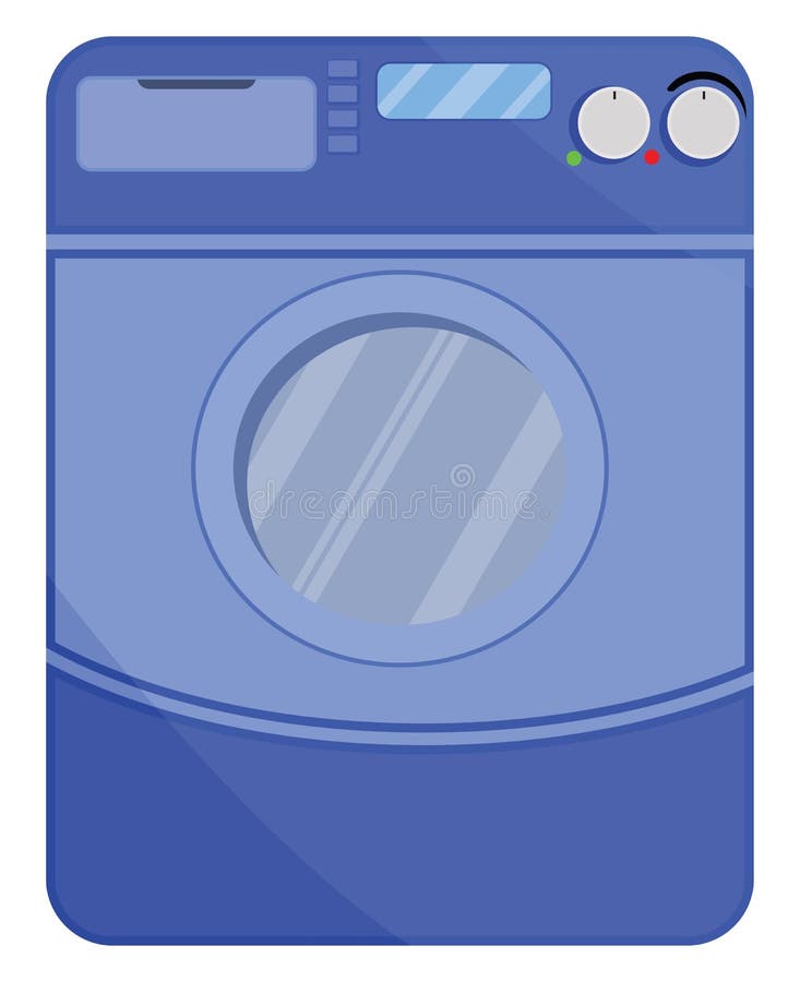 Blue washing machine, icon stock vector. Illustration of house - 261379767
