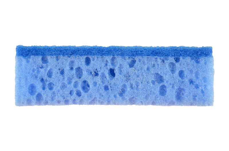 Blue Washing Sponge for Dishes Isolated, Macro, Side View Stock Photo ...