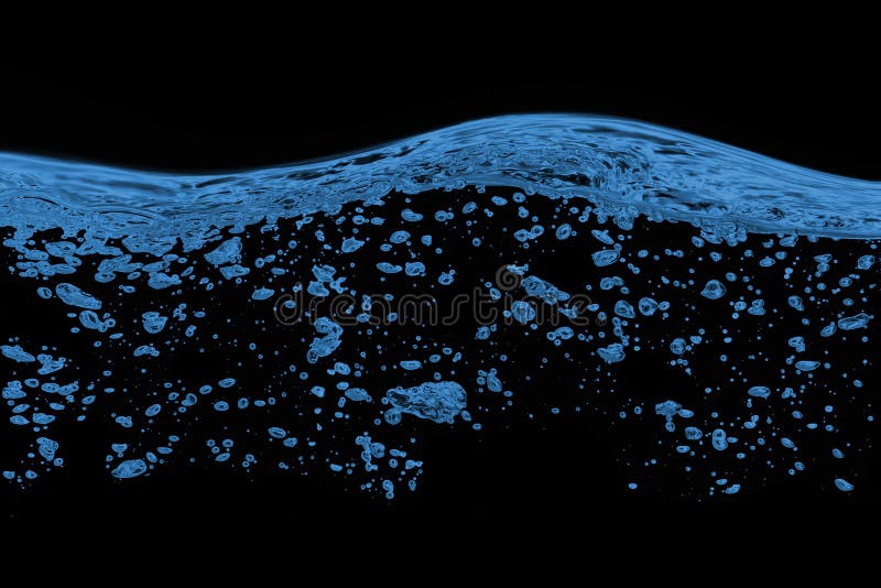 A Blue Water and Air Bubbles in the Pool Over White Background Stock ...