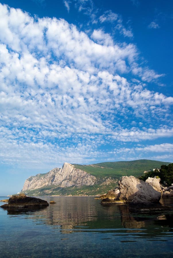 Blue water bay after dawn stock photo. Image of scenic - 12781074