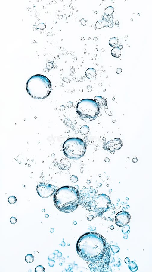 Blue Water Bubbles and Splashes on Clean Background, Aesthetic Mockup ...