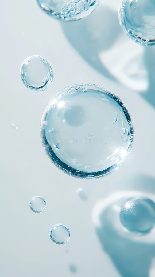 Blue Water Bubbles and Splashes on Clean Background, Aesthetic Mockup ...