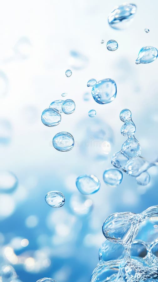 Blue Water Bubbles and Splashes on Clean Background, Aesthetic Mockup ...