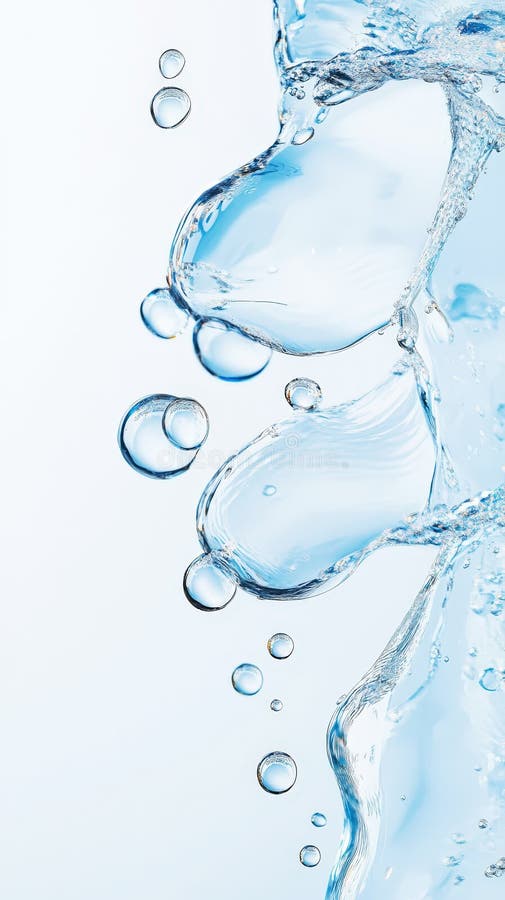 Blue Water Bubbles and Splashes on Clean Background, Aesthetic Mockup ...