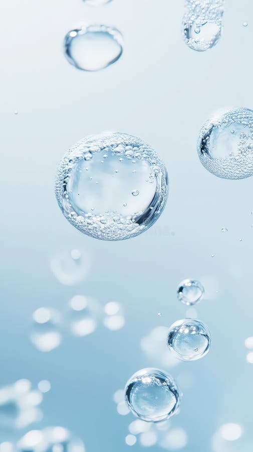 Blue Water Bubbles and Splashes on Clean Background, Aesthetic Mockup ...