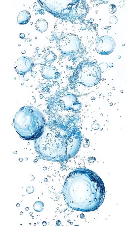 Blue Water Bubbles and Splashes on Clean Background, Aesthetic Mockup ...