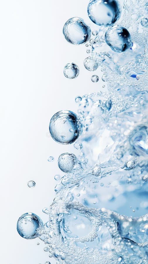 Blue Water Bubbles and Splashes on Clean Background, Aesthetic Mockup ...