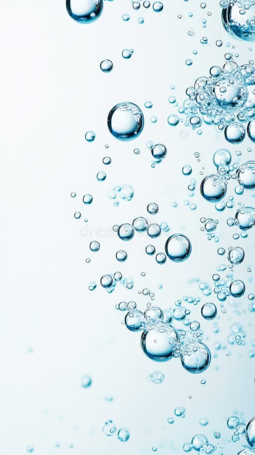 Blue Water Bubbles and Splashes on Clean Background, Aesthetic Mockup ...