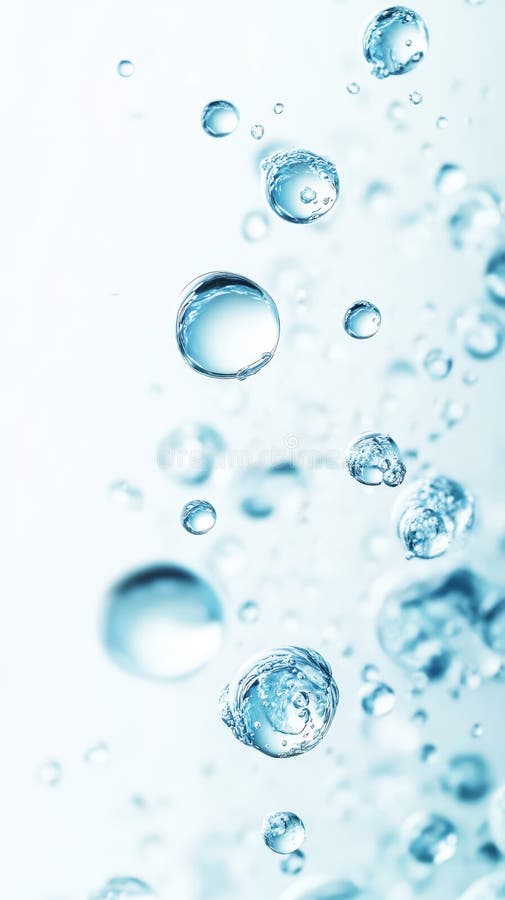 Blue Water Bubbles and Splashes on Clean Background, Aesthetic Mockup ...