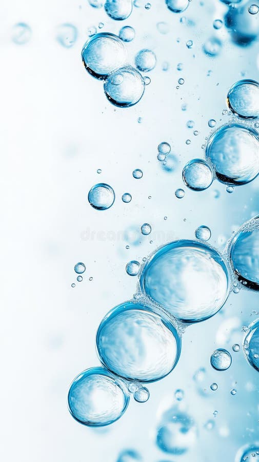 Blue Water Bubbles and Splashes on Clean Background, Aesthetic Mockup ...