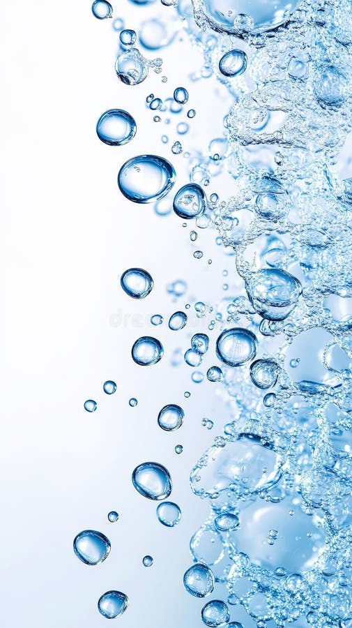 Blue Water Bubbles and Splashes on Clean Background, Aesthetic Mockup ...