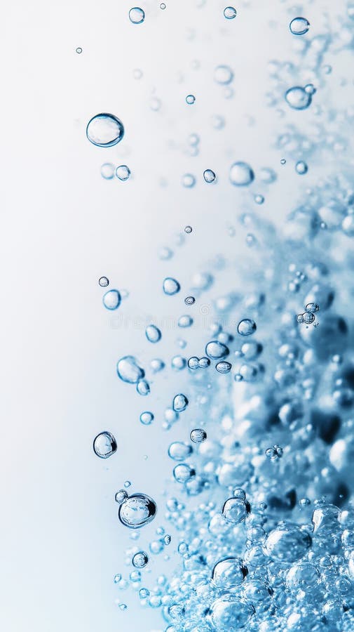 Blue Water Bubbles and Splashes on Clean Background, Aesthetic Mockup ...