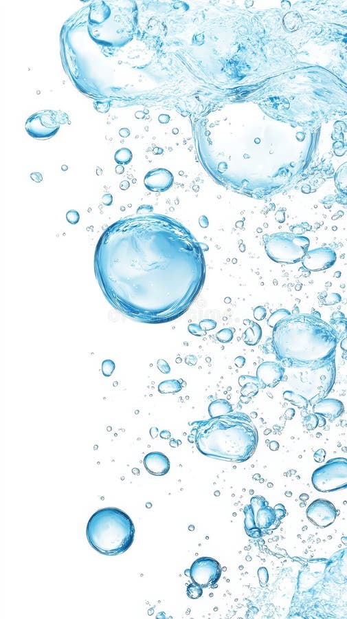 Blue Water Bubbles and Splashes on Clean Background, Aesthetic Mockup ...
