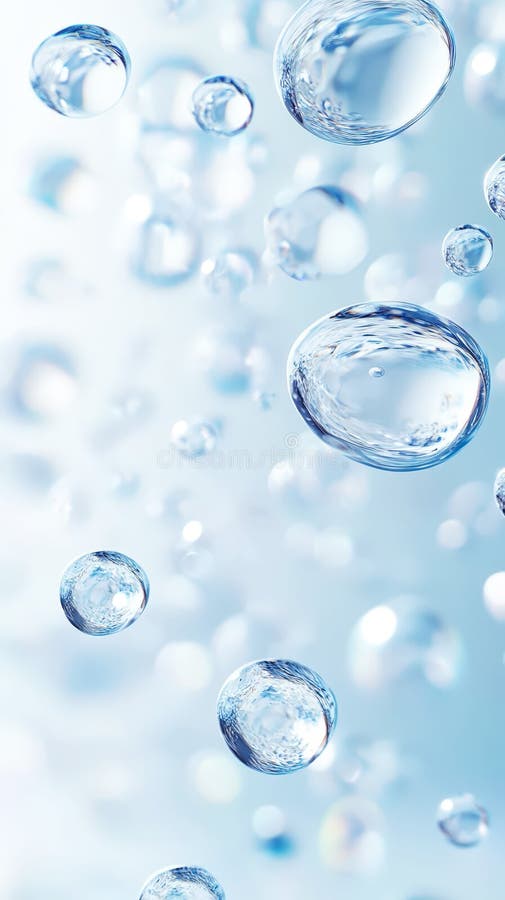 Blue Water Bubbles and Splashes on Clean Background, Aesthetic Mockup ...