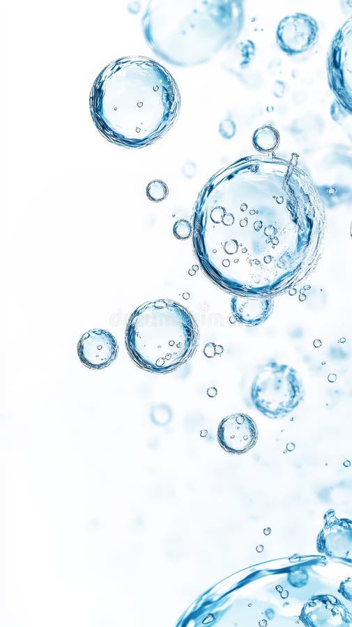 Blue Water Bubbles and Splashes on Clean Background, Aesthetic Mockup ...