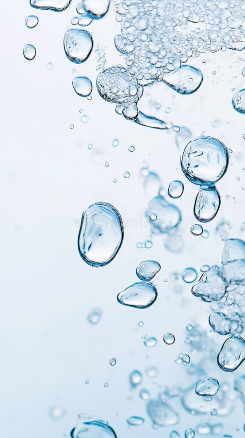 Blue Water Bubbles and Splashes on Clean Background, Aesthetic Mockup ...