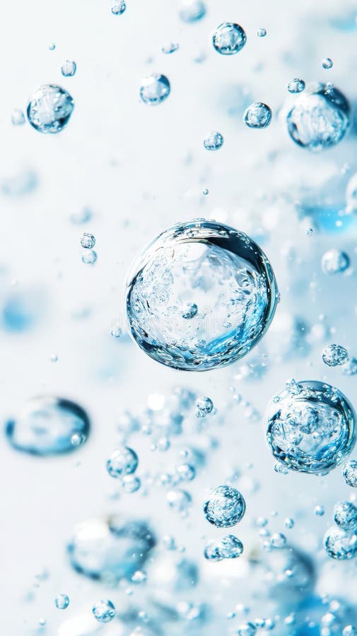 Blue Water Bubbles and Splashes on Clean Background, Aesthetic Mockup ...