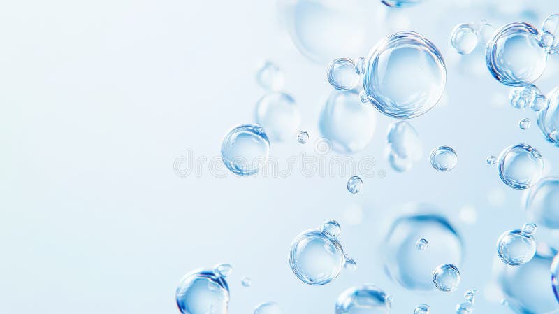 Blue Water Bubbles and Splashes on Clean Background, Aesthetic Mockup ...