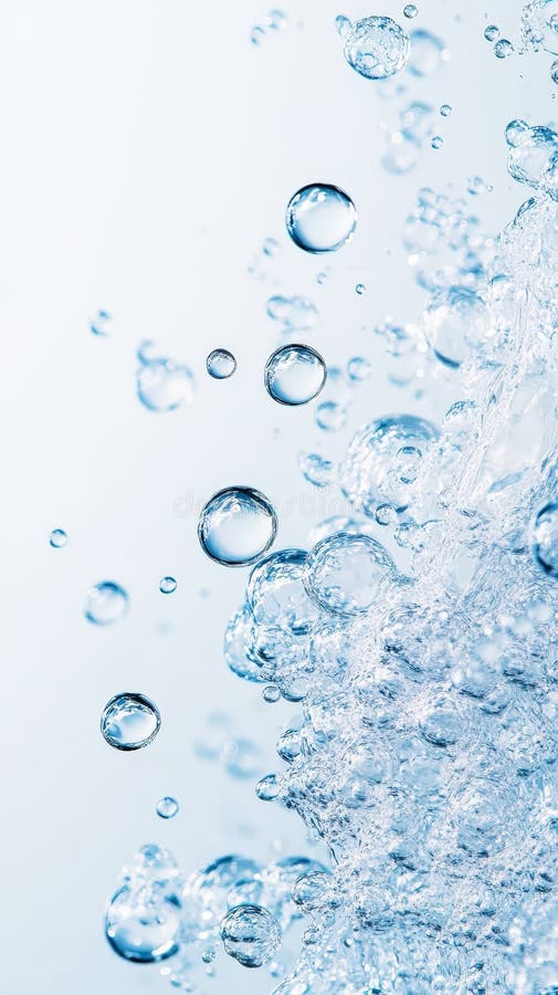 Blue Water Bubbles and Splashes on Clean Background, Aesthetic Mockup ...