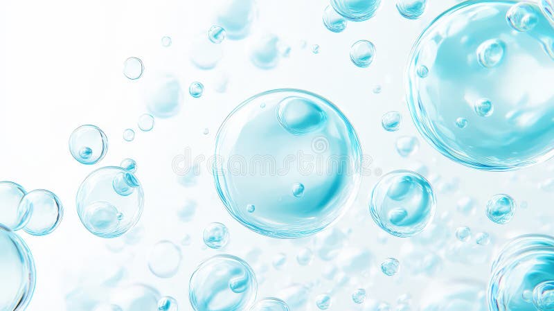 Blue Water Bubbles and Splashes on Clean Background, Aesthetic Mockup ...