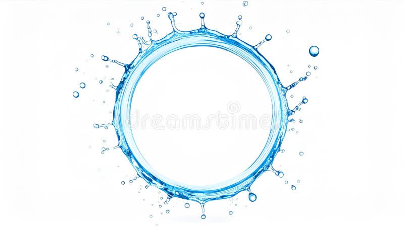 Blue Water Circle Splash on White Background Stock Illustration ...