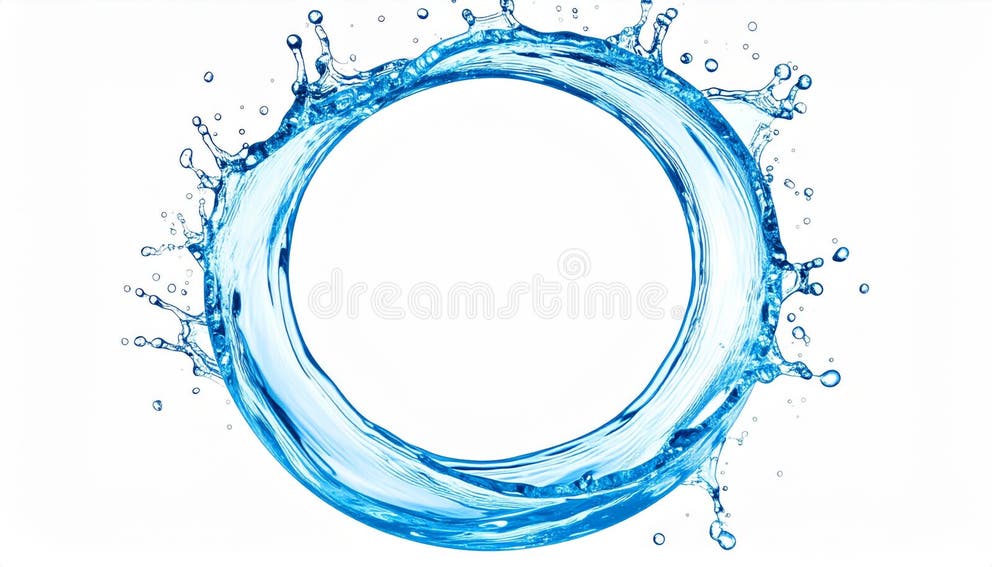 Blue Water Circle Splash on White Background Stock Illustration ...