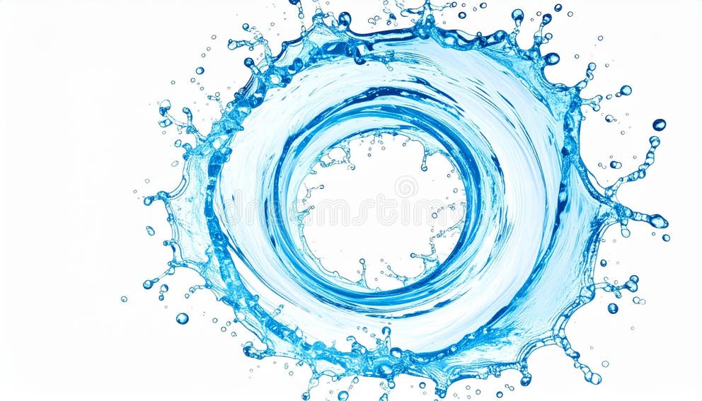 Blue Water Circle Splash on White Background Stock Illustration ...