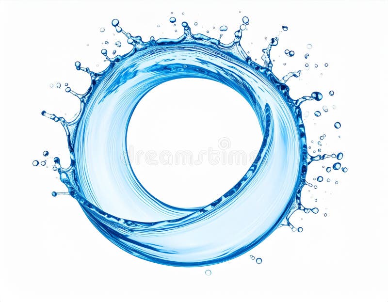 Blue Water Circle Splash on White Background Stock Illustration ...