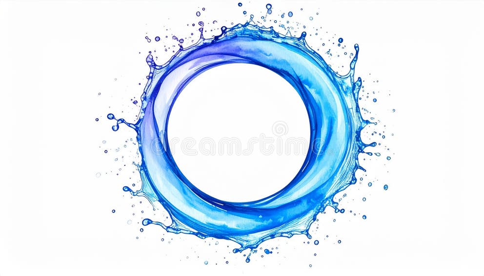 Blue Water Circle Splash on White Background Stock Illustration ...