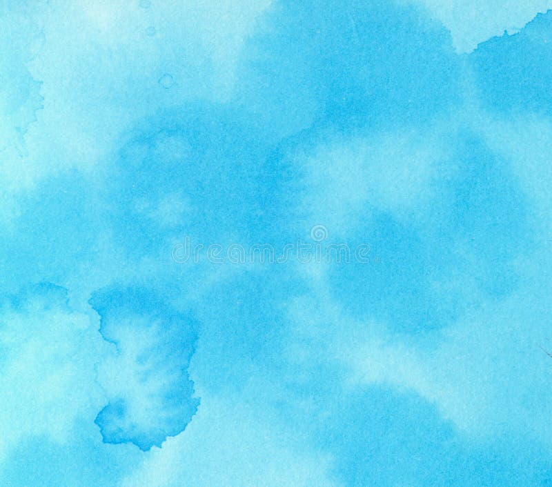 Blue Water-colour Clouds and Spatter Stock Photo - Image of wave ...