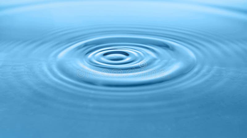 Concentric Waves on Water Surface after Falling Drops, Top View. Toned ...