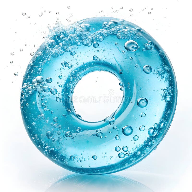 Blue Water Donut Shape with Bubbles Refreshing Liquid Swirl Stock ...