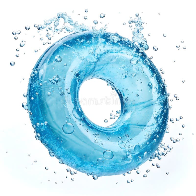 Blue Water Donut Shape with Bubbles Refreshing Liquid Swirl Stock ...