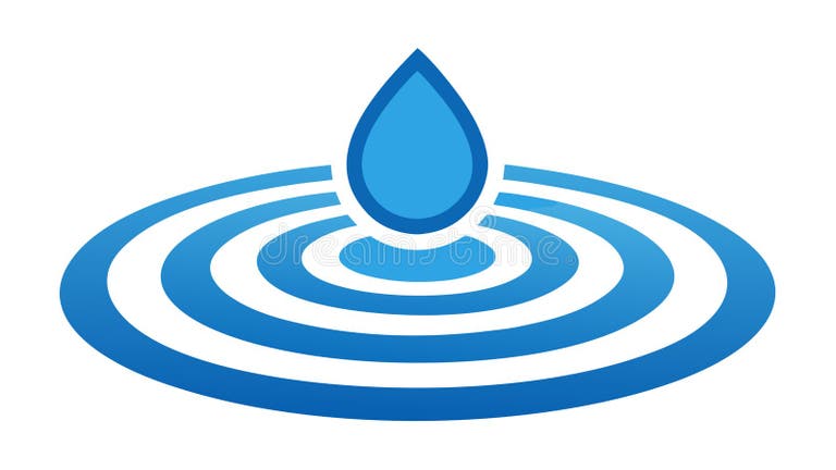 Blue Water Drop Creates Ripples in a Concentric Circle Pattern Stock ...