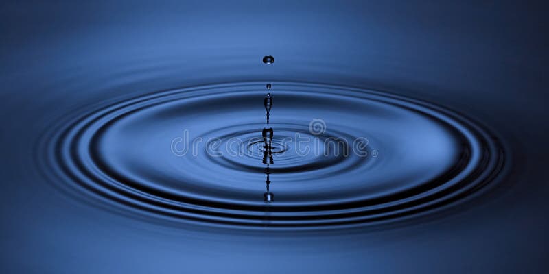 Blue Water Drop Falling Down. Blue Abstraction Background. Stock Image ...