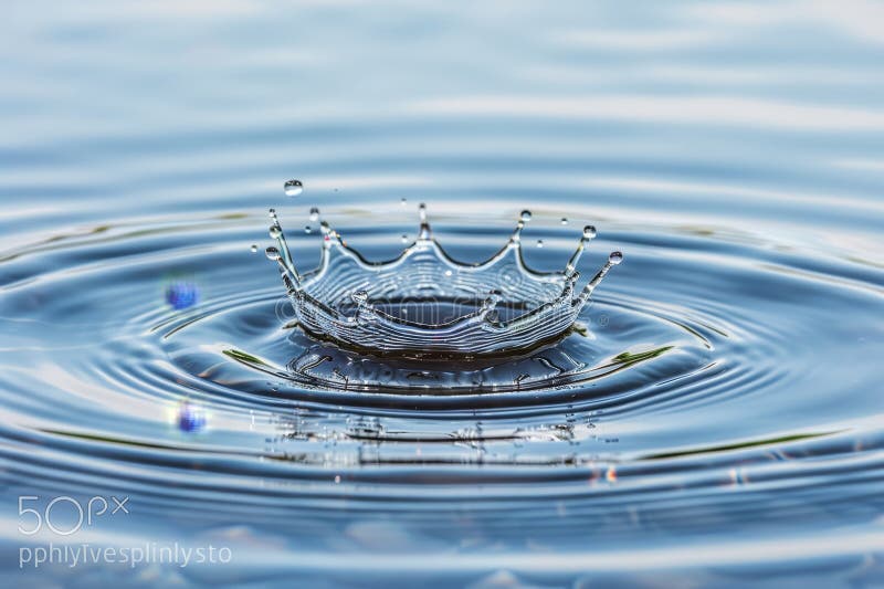 Blue Water Drop Falling, Macro Splash. Natural Background Stock Photo ...