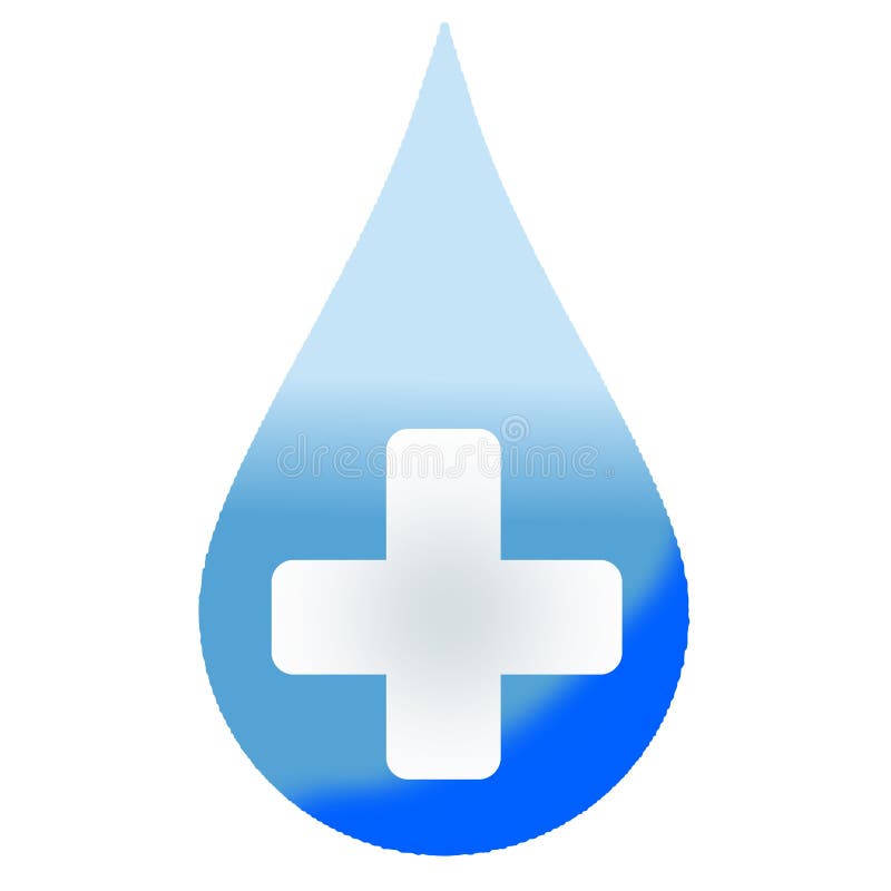 Blue Water Drop With Grey And White Plus Sign Stock Illustration ...