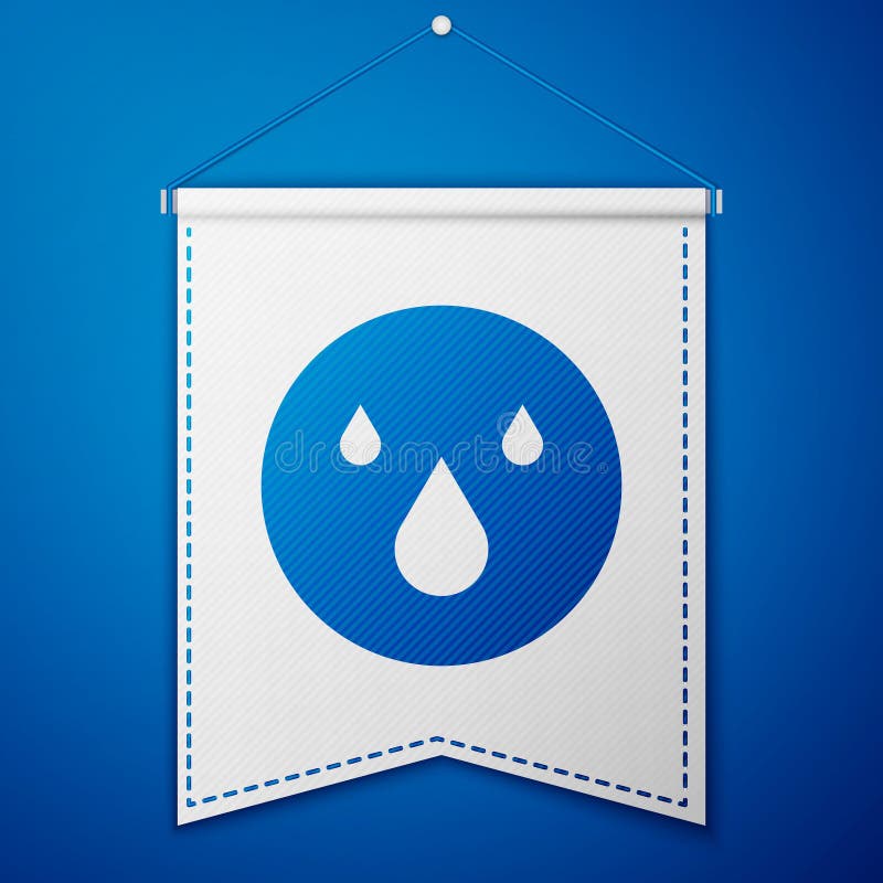 Blue Water Drop Icon Isolated on Blue Background. White Pennant ...