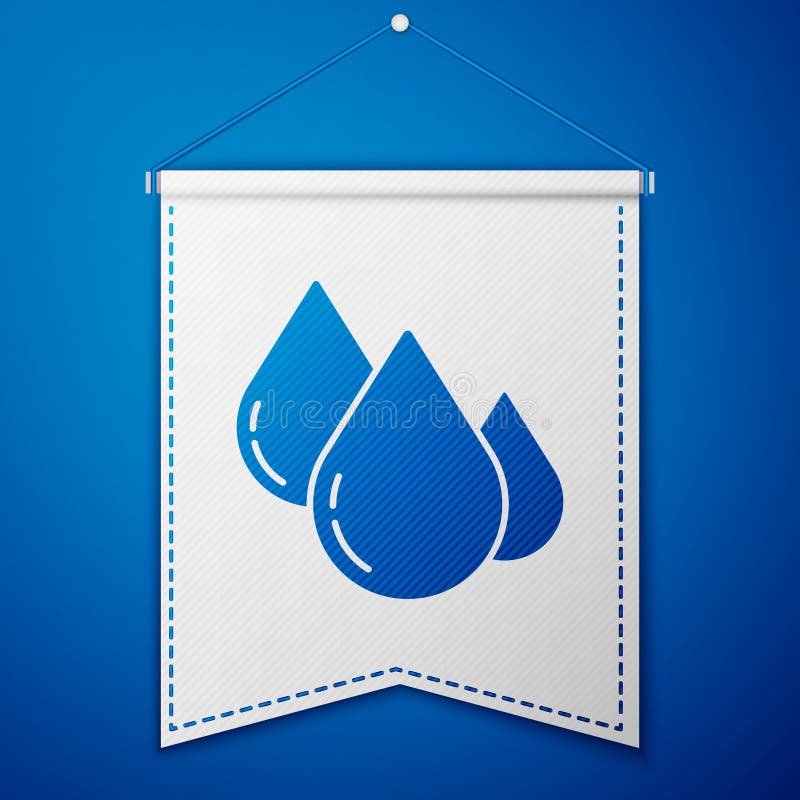 Blue Water Drop Icon Isolated on Blue Background. White Pennant ...
