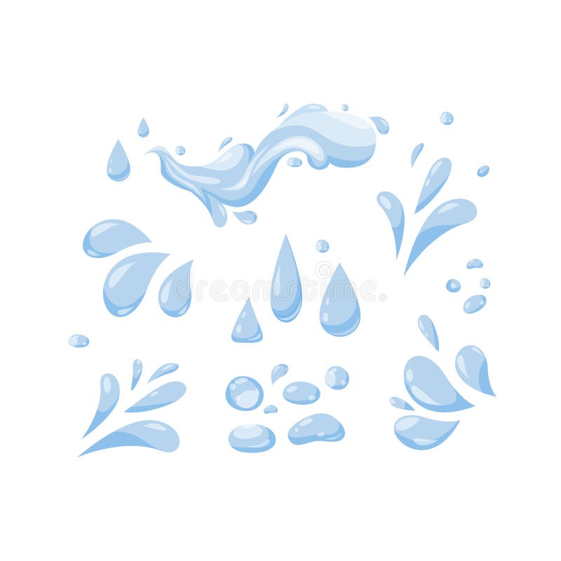 Blue Water Drop Icon Set. Vector Collection of Flat Drops Stock Vector ...