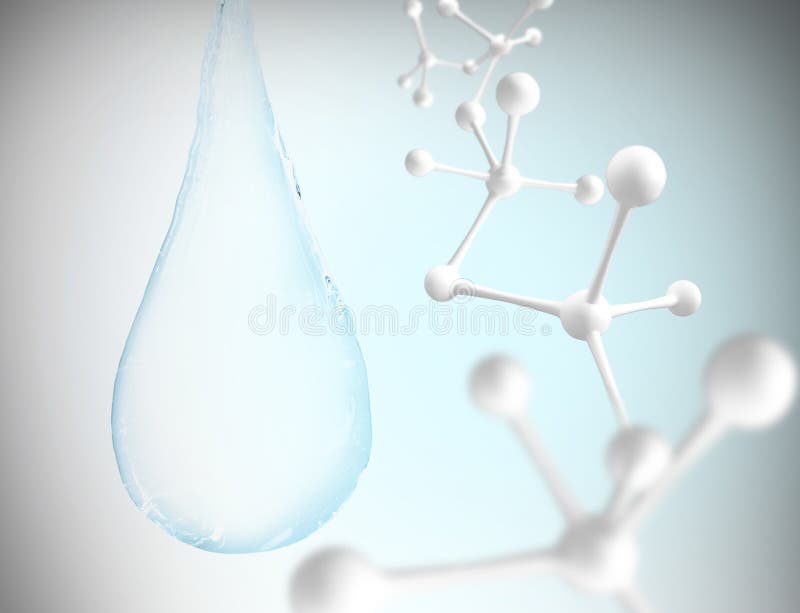 Blue Water Drop with Molecules Inside. 3d Rendering. Stock Image ...