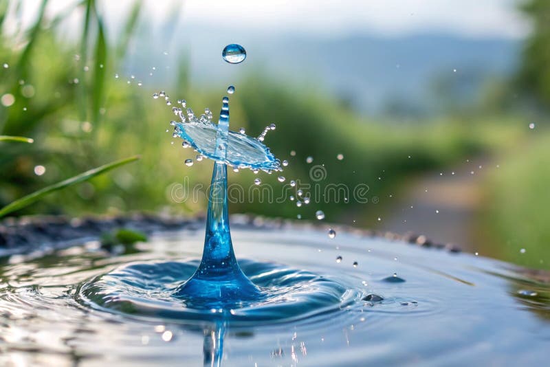 Blue Water Drop Splash Macro Stock Illustration - Illustration of drops ...