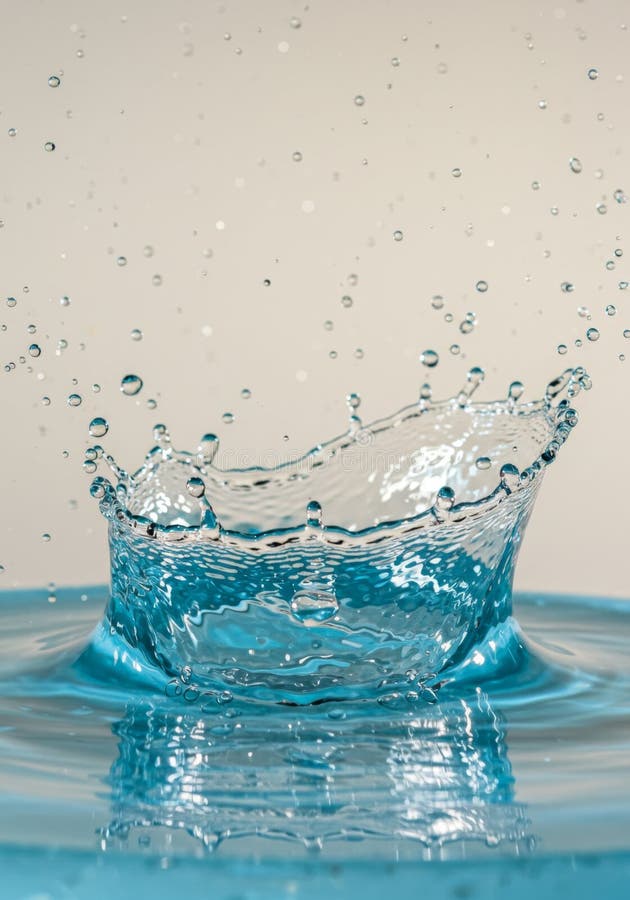 Blue Water Drop Splash with Ripples on a Calm Surface Stock ...