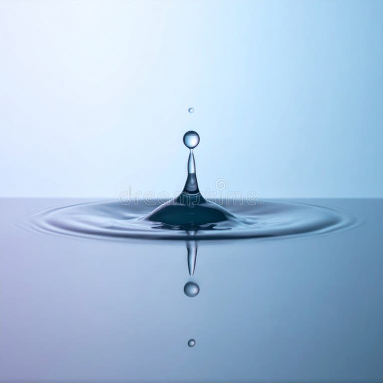 Blue Water Drop Splash with Ripples and Reflection Stock Illustration ...