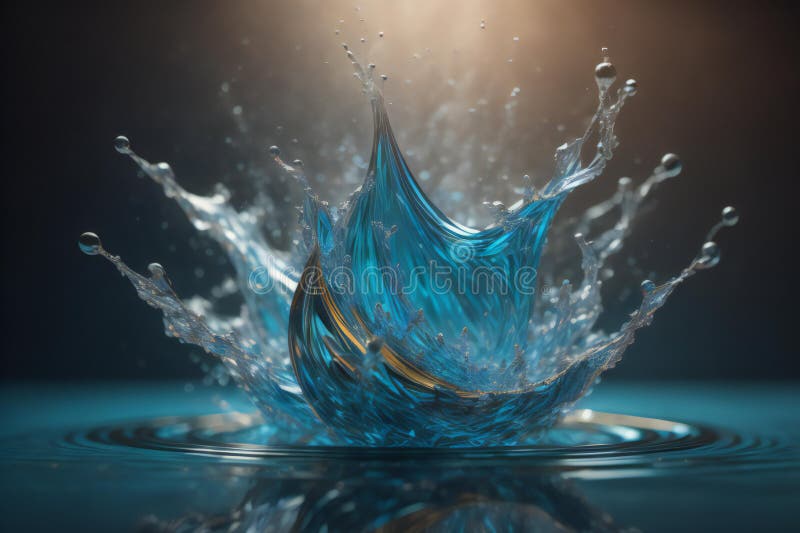 Blue Water Drop Splash with Ripples and Waves. Ai Generated Stock ...