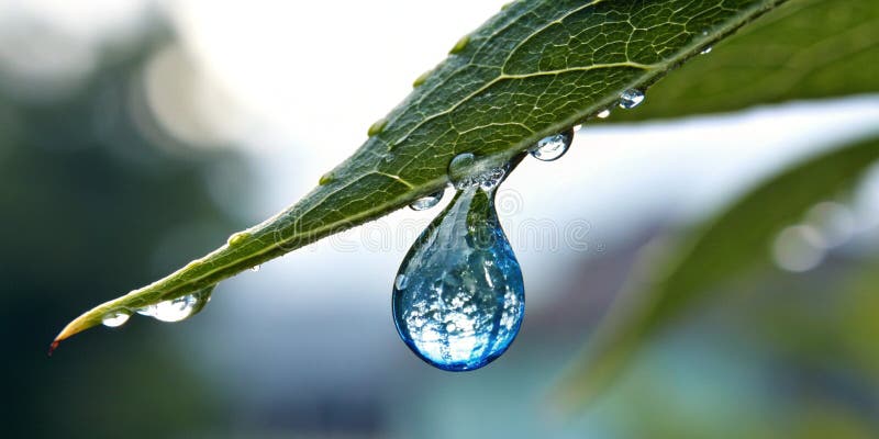 Blue Water Drop on Surface stock illustration. Illustration of macro ...