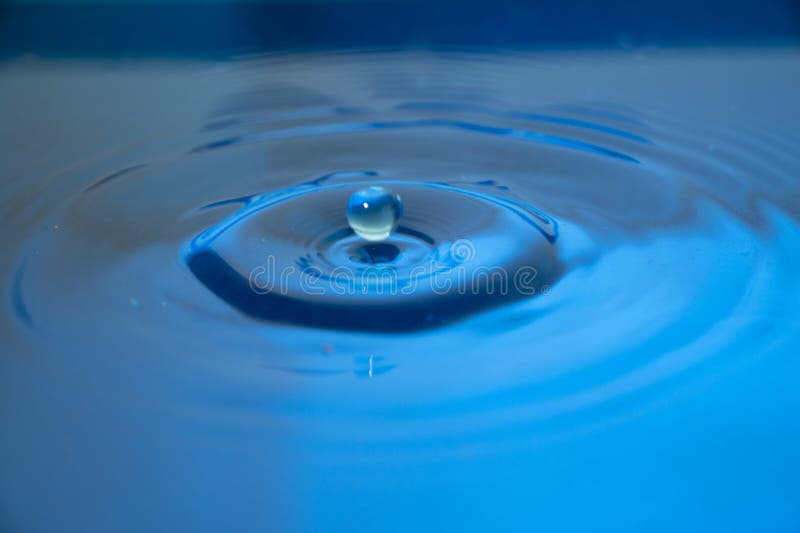 The Blue Water Drop and Water Surface Stock Photo - Image of ...