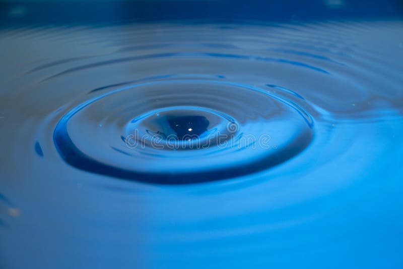 The Blue Water Drop and Water Surface Stock Photo - Image of droplets ...