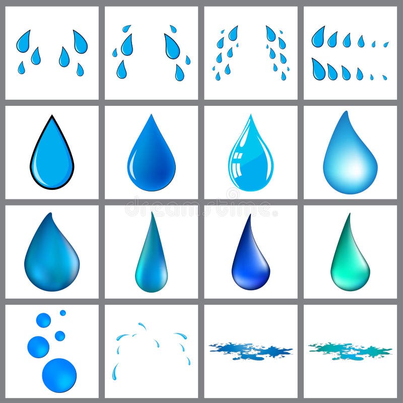 Puddle of Water Spill Clipart. Blue Stain, Plash, Drop Stock Vector ...